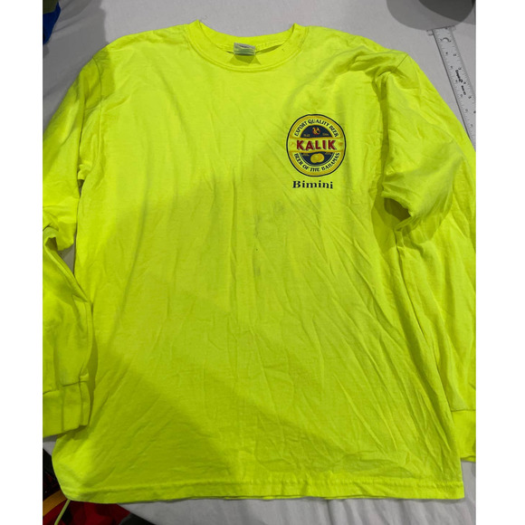 Gildan | Shirts | Gildan Kalik Beer Bimini Bahamas Medium Yellow Long ...